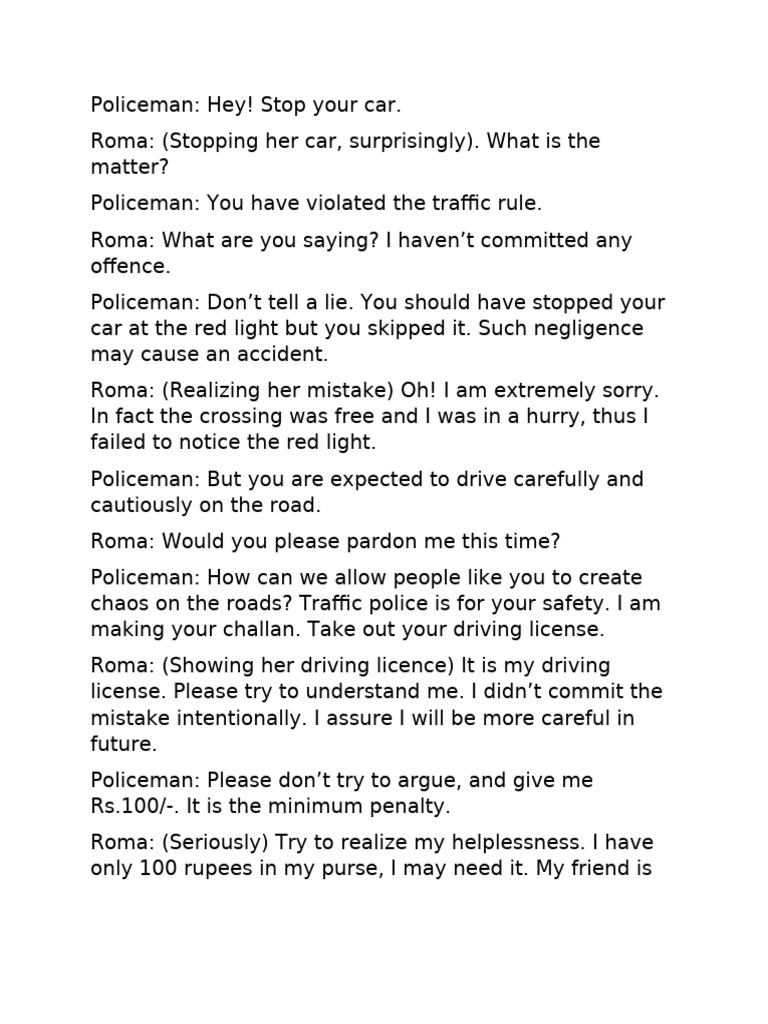 Dialog With Traffic Officer | PDF