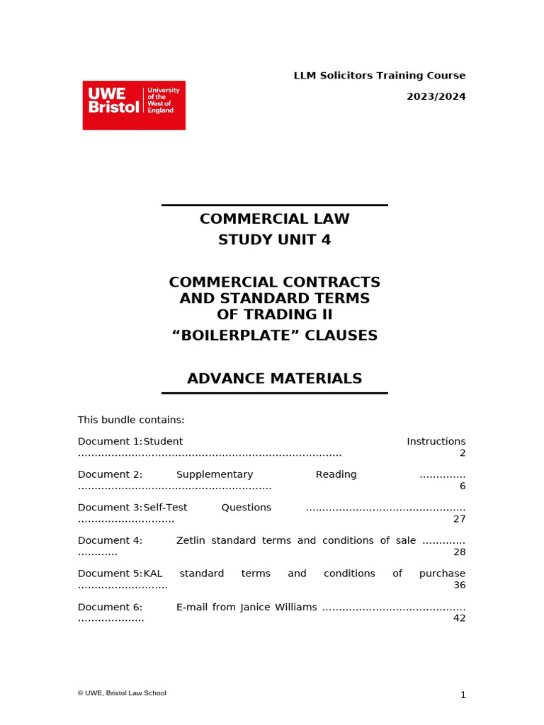 SU4 AM Commercial Law 2024 | PDF | Contractual Term | Misrepresentation