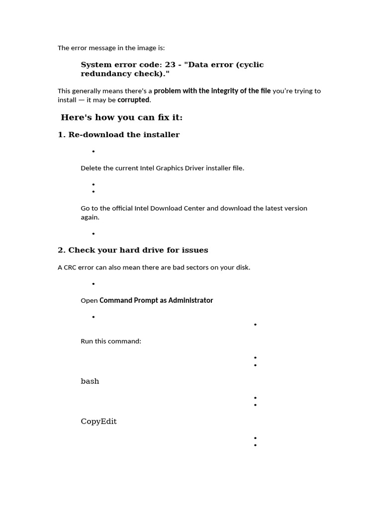 Error Solve Code 23 | PDF