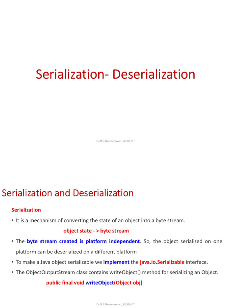 L12 Serialization Deserialization | PDF