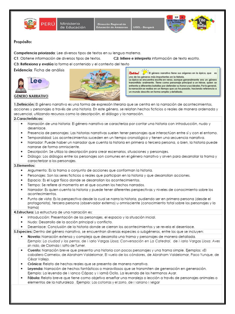 Genero Narrativo - 2do de Sec | PDF | Narración