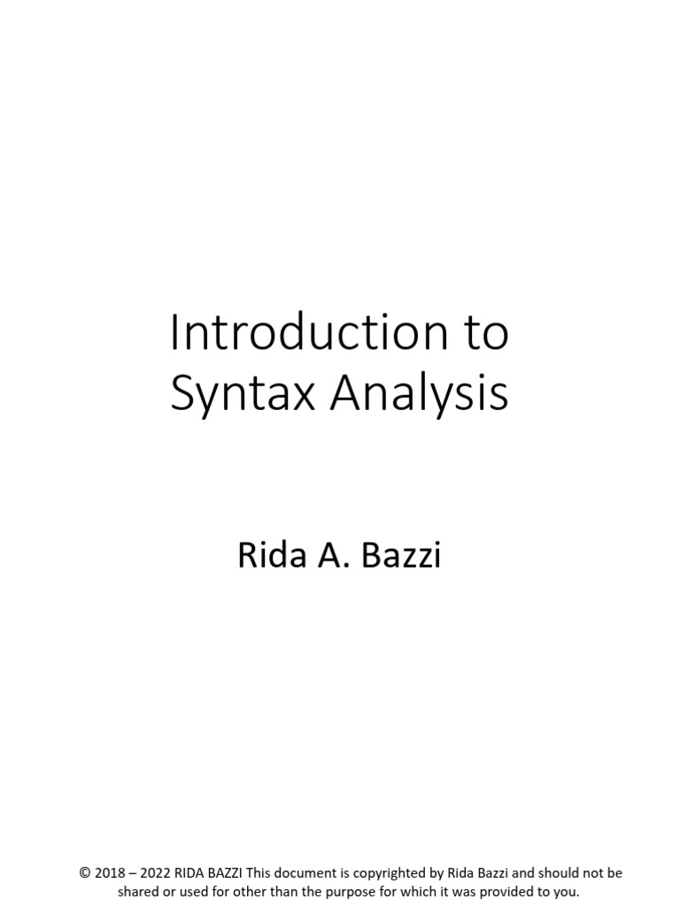 1 Introduction To Syntax Analysis | PDF | Parsing | Syntax