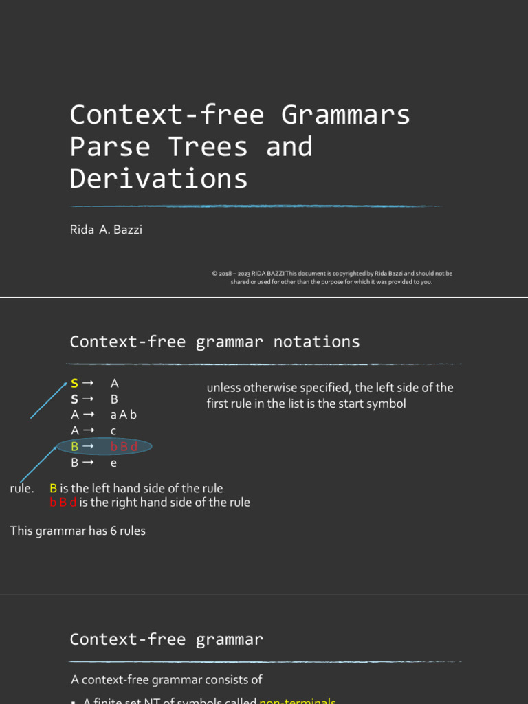 2 Grammars Parse Trees and Derivations | PDF | Parsing | Syntax