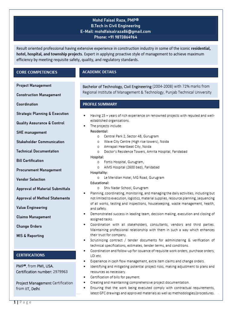 Naukri MohdFaisalRazaPMP (16y 0m) | PDF | Project Management | Business