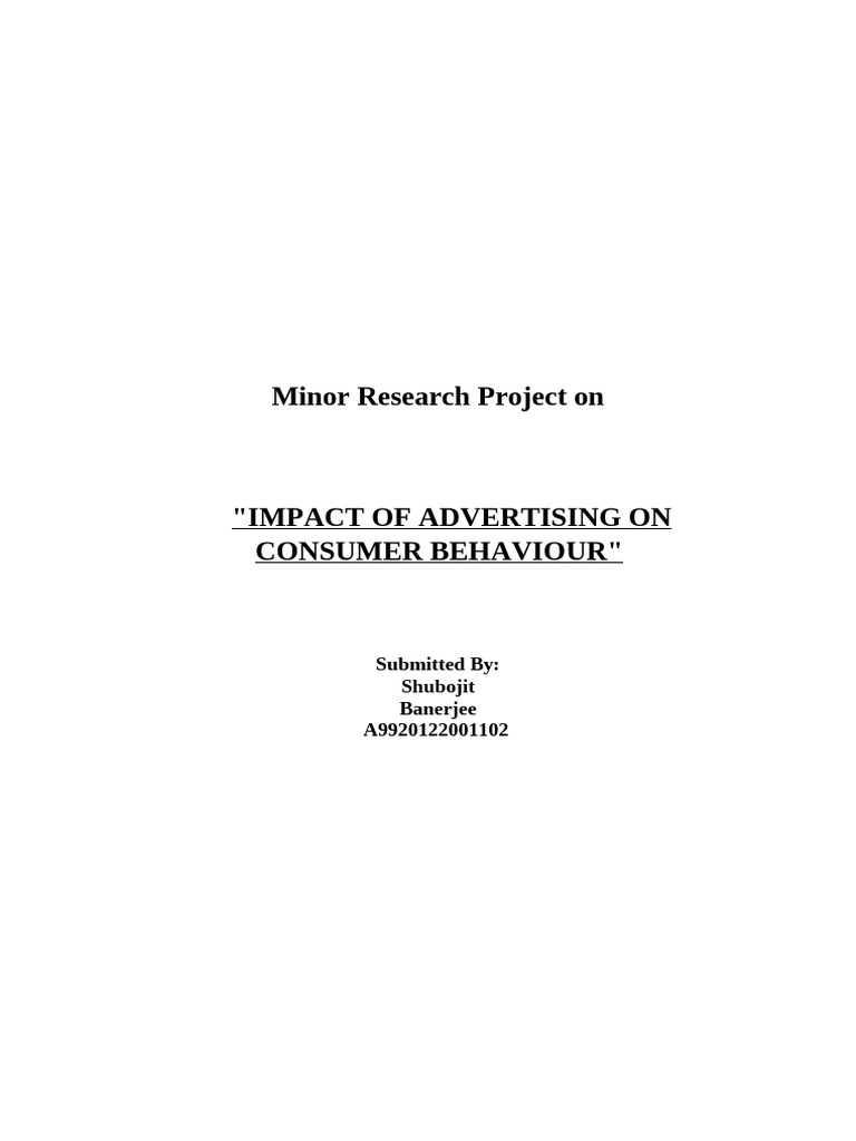 Impact of Advertising on Consumer Behavior | PDF | Advertising ...