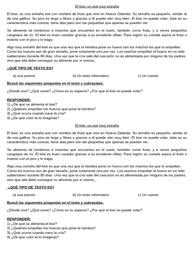 El Kiwi | PDF | Huevo | Aves