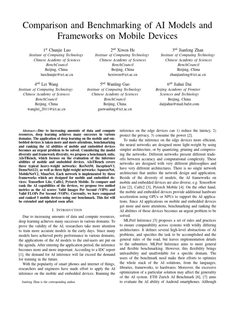 AI Model Benchmarking on Mobile Devices | PDF | Artificial Intelligence ...