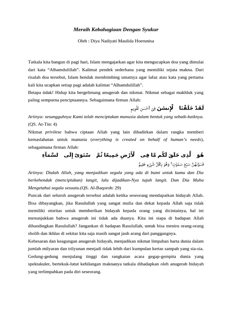 Meraih Kebahagiaan Dengan Syukur | PDF