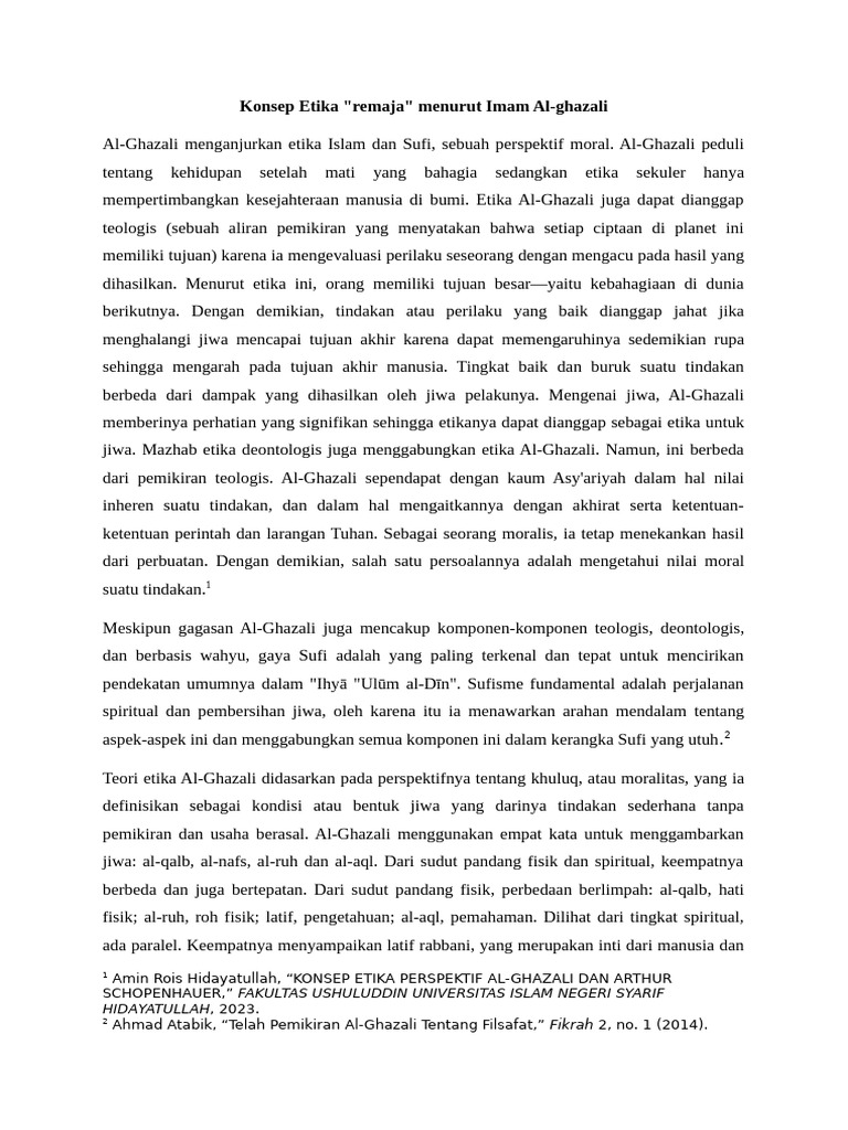 2625 Konsep Etika Remaja Menurut Imam Al-Ghazali | PDF