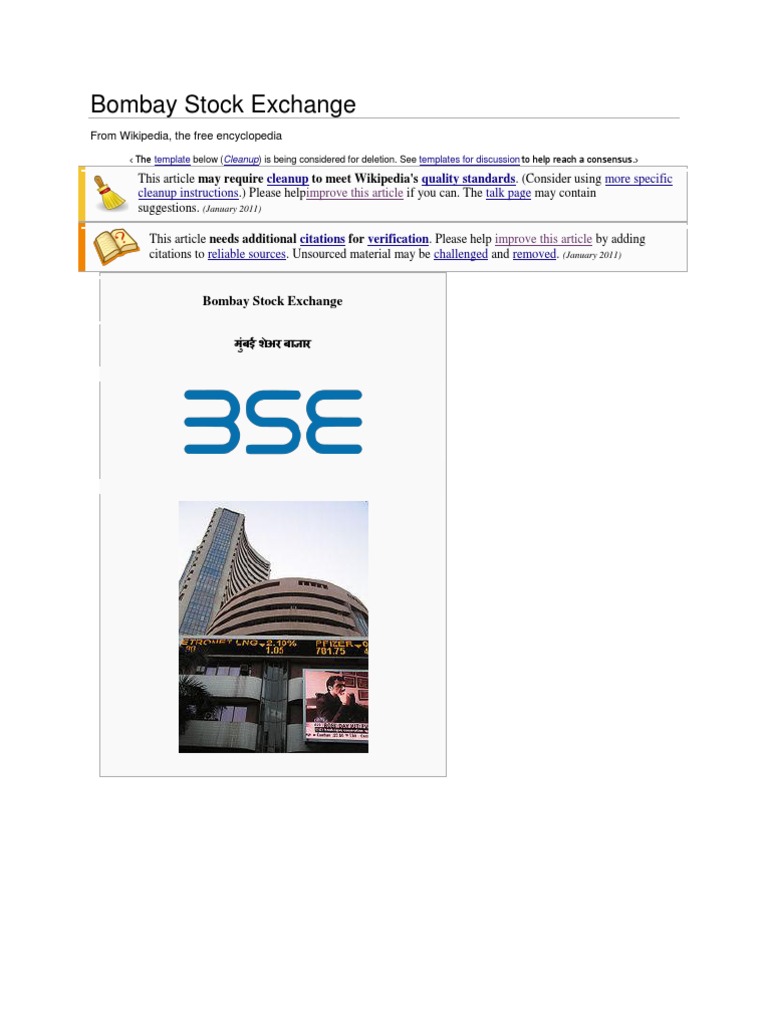 Bombay Stock Exchange - Introduction | PDF | Securities (Finance ...