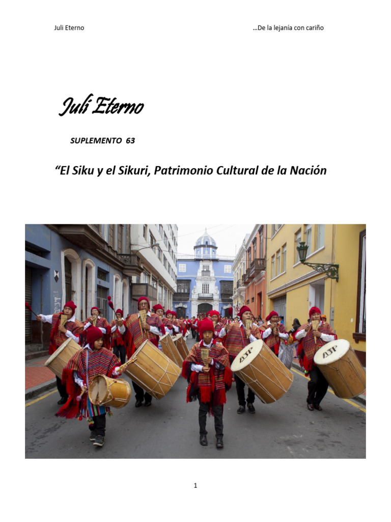 Siku y Sikuri: Patrimonio Cultural Nacional | PDF | Perú