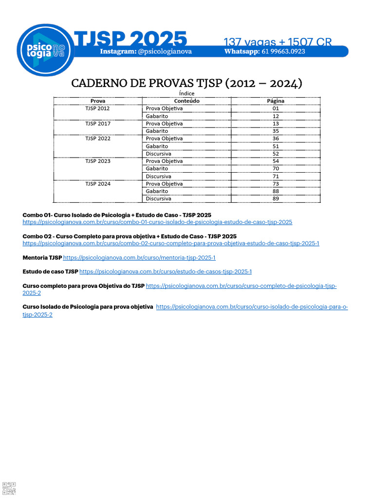 Caderno de Provas TJSP 2025 | PDF