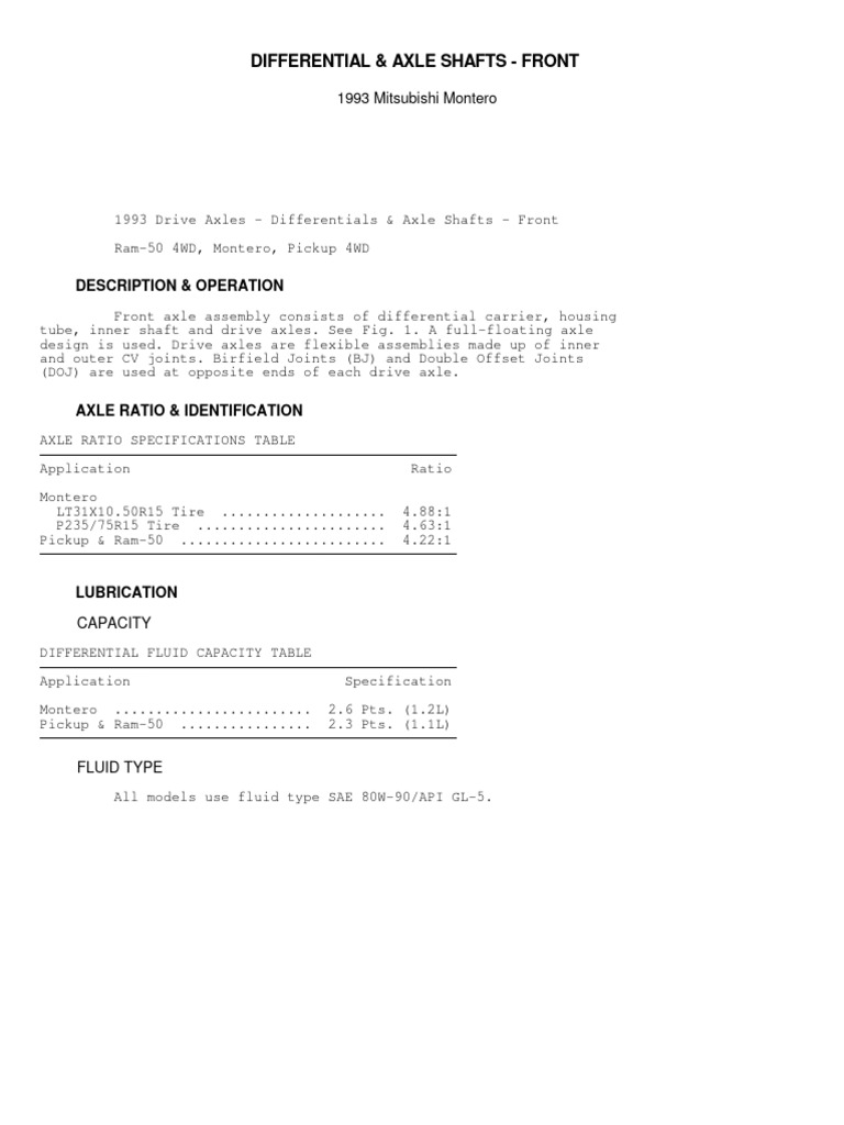 Front Differential & Axle Shaft Guide | PDF | Axle | Gear