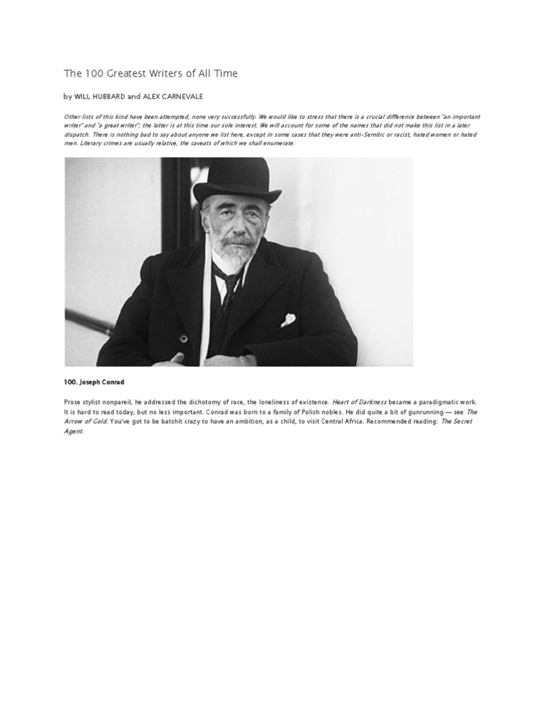 The 100 Greatest Writers of All Time | PDF | Poetry | Sophocles