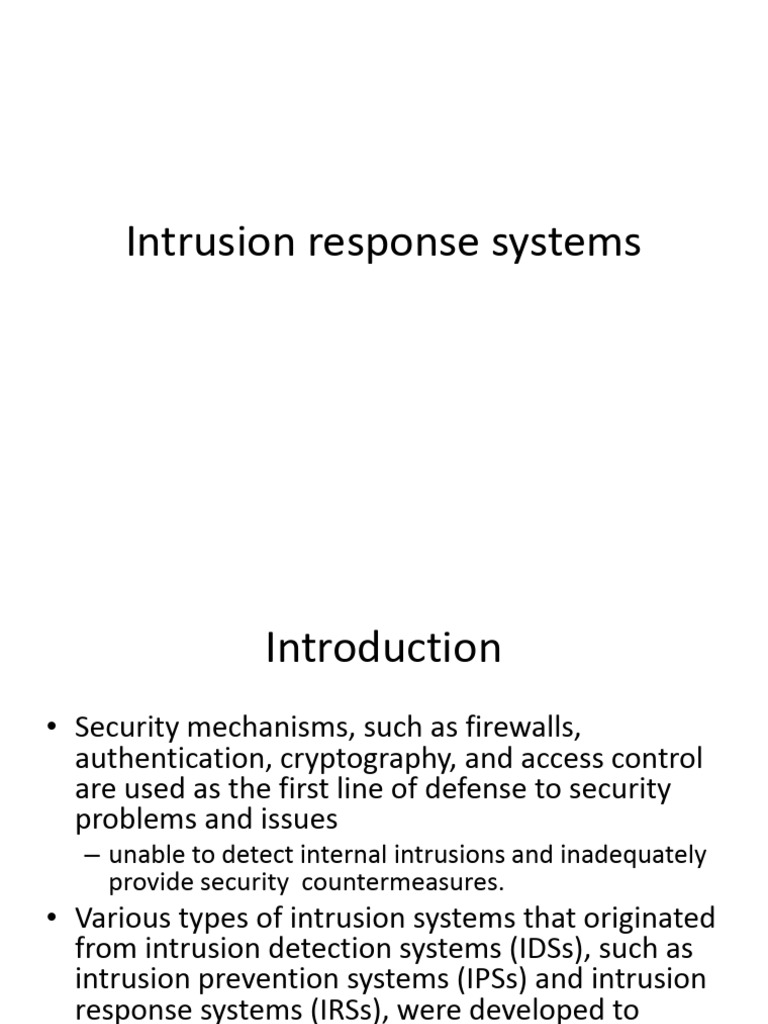 Understanding Intrusion Response Systems | PDF | Computer Science ...