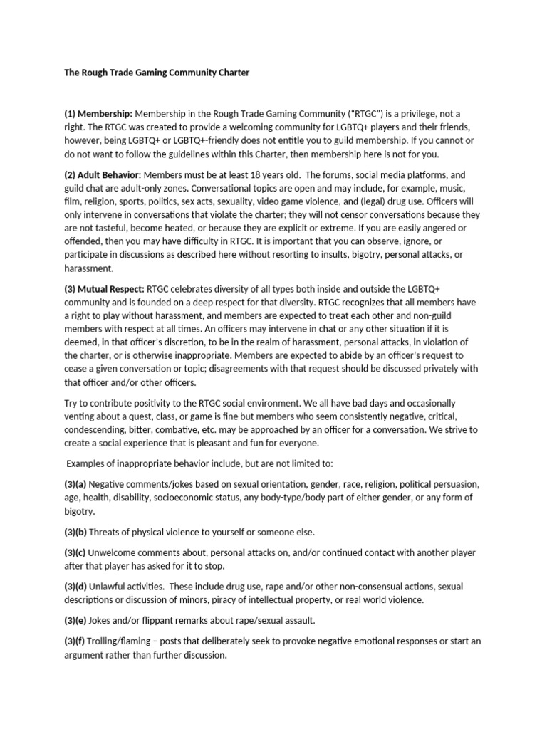 RTGC Community Charter Guidelines | PDF | Social Media | Popular ...