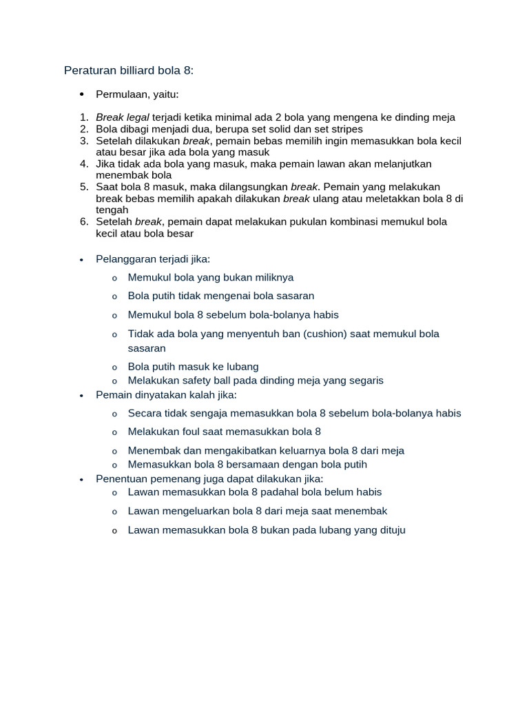 Laporan Biliard | PDF