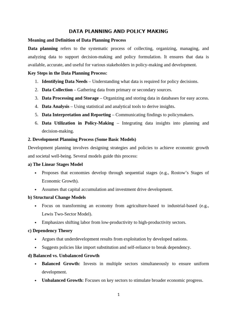 Data Planning and Policy Making Guide | PDF | Cost–Benefit Analysis ...