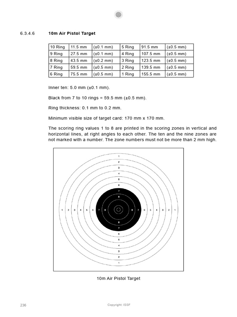 10m Air Pistol Target Specifications | PDF