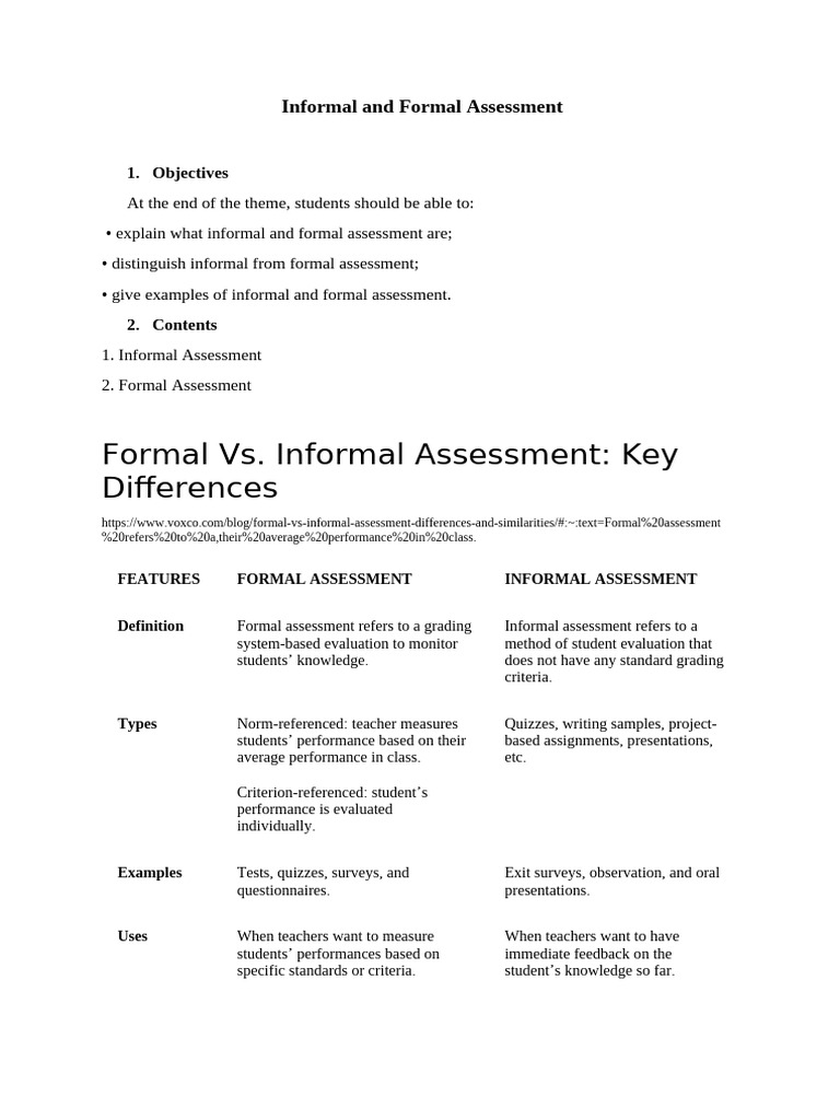 Informal and Formal Assessment (3rd Meeting) | PDF | Educational ...