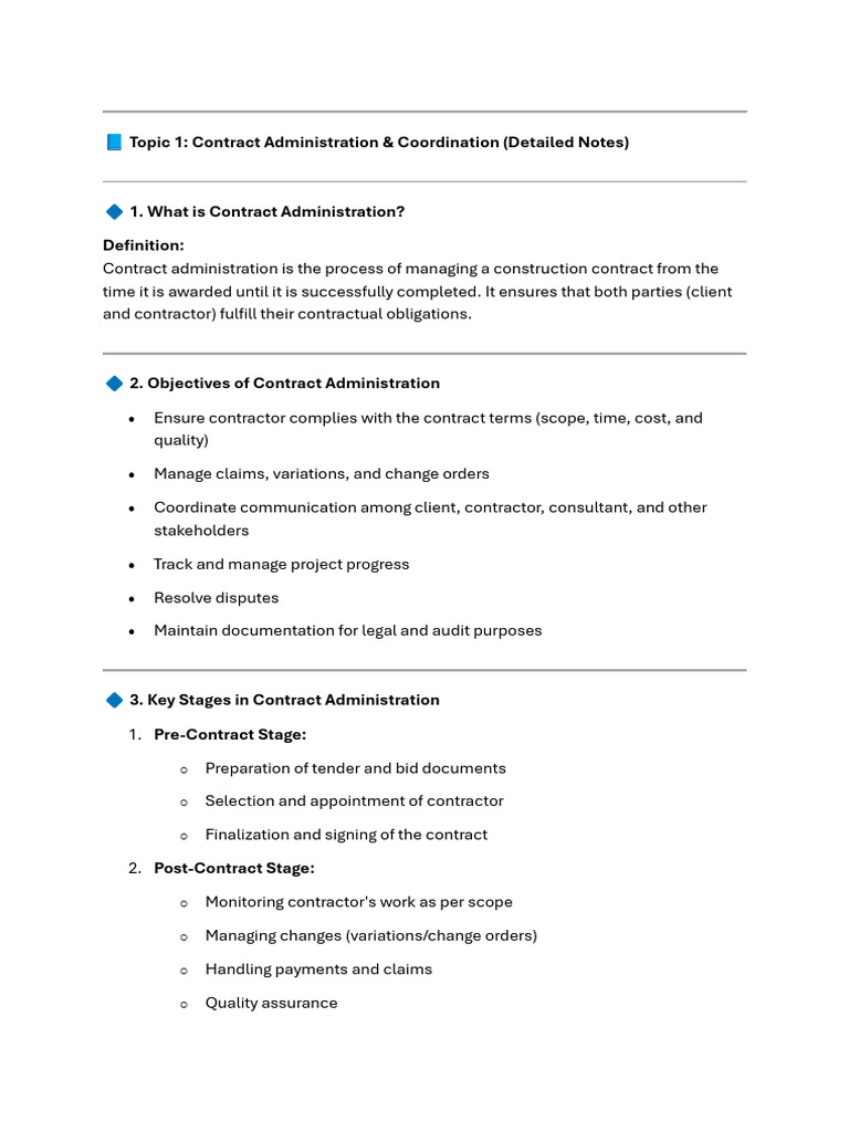 Contract Administration Overview | PDF | Business