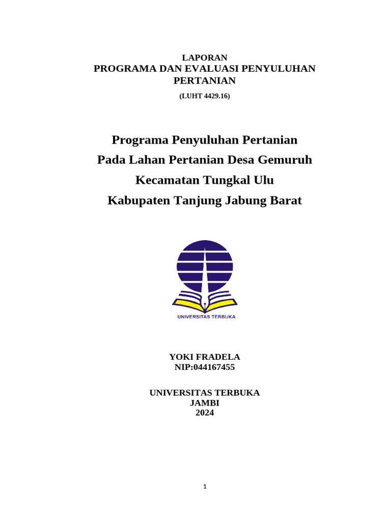Laporan-Unit-I-Programa-dan-Evaluasi-Penyuluhan-Pertanian-Handri-Sulistyo-1 | PDF