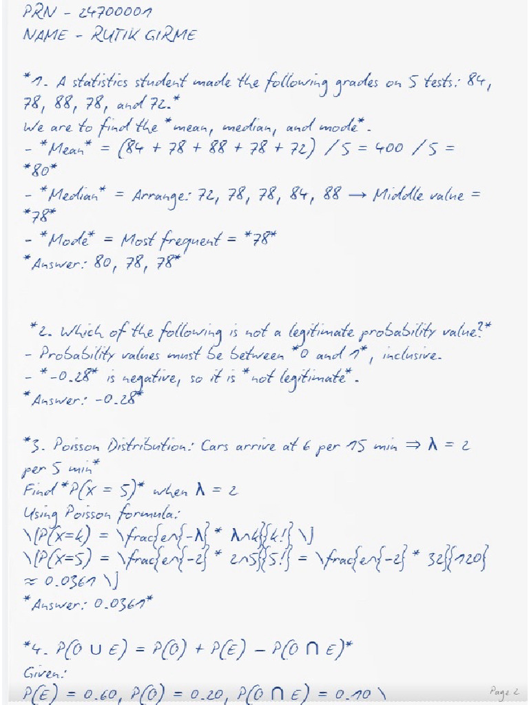 p24700001 - Rutik Girme Statistics | PDF