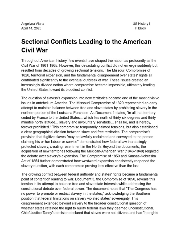 Sectional Conflicts Preceding Civil War | PDF | Nullification (U.S ...