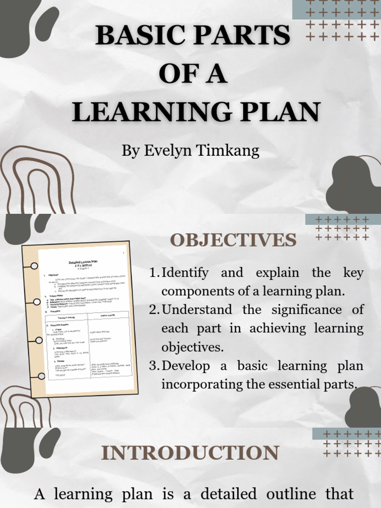 Basic Parts of A Learning Plan (Evelyn Timkang) | PDF | Educational Assessment | Learning