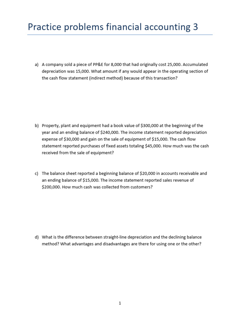 Financial Accounting Practice Problems | PDF | Cost Of Goods Sold | Depreciation