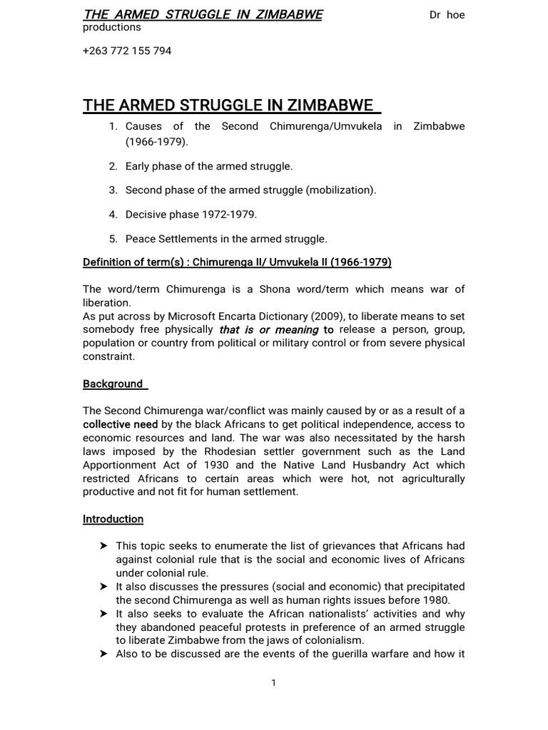 Causes of the Second Chimurenga | PDF | Rhodesia | Zimbabwe