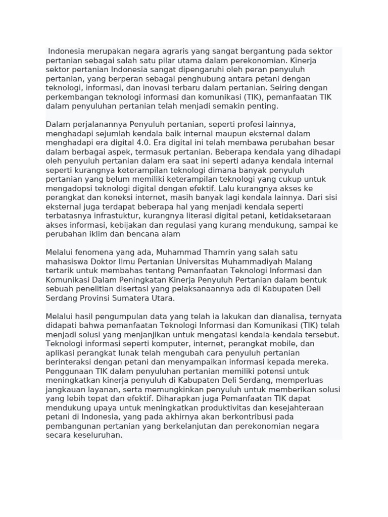 Indonesia Merupakan Negara Agraris Yang Sangat Bergantung Pada Sektor ...