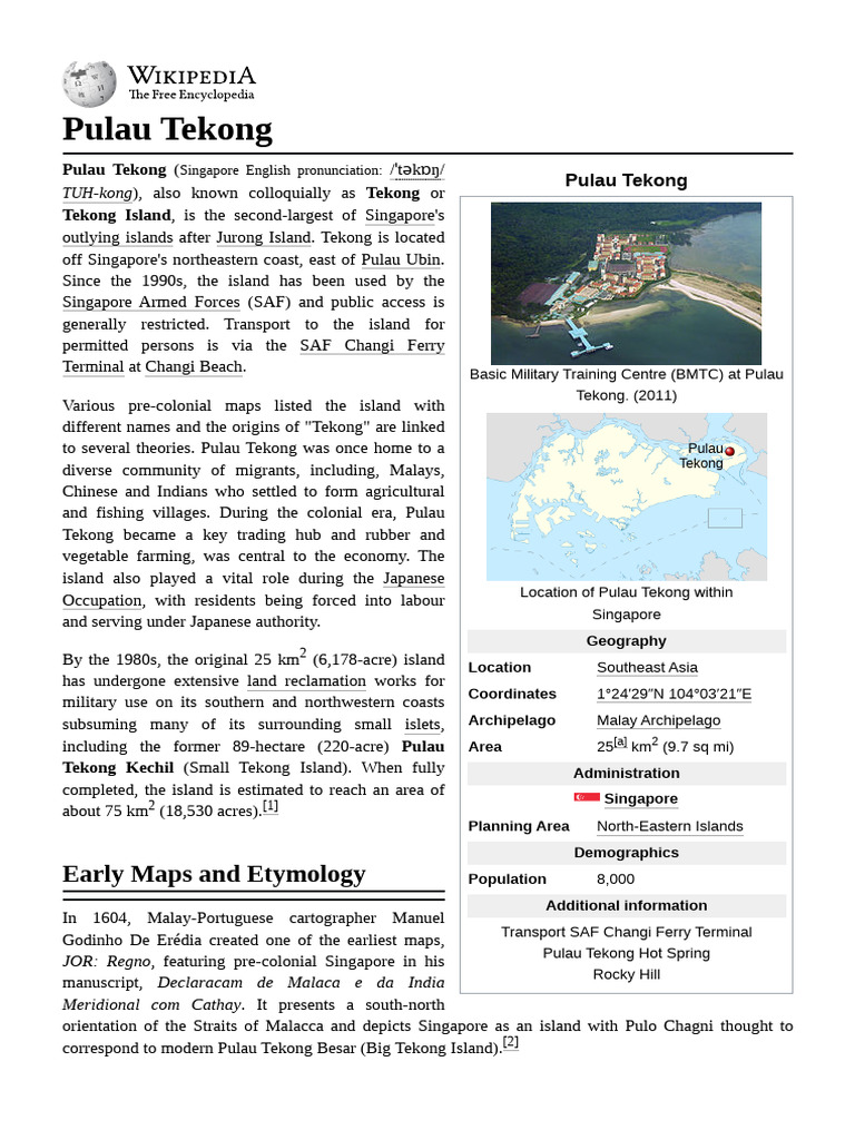 History and Development of Pulau Tekong | PDF