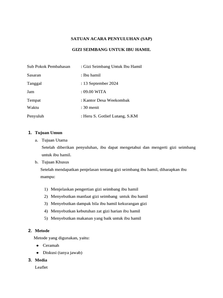 SAP Penyuluhan GIZI pada IBU HAMIL | PDF