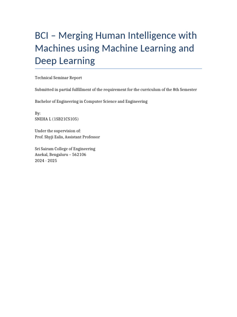 BCI: Merging Human Intelligence with AI | PDF | Deep Learning | Machine ...
