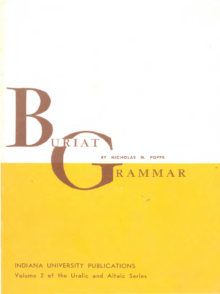 Buriat Grammar by Nicholas N. Poppe | PDF