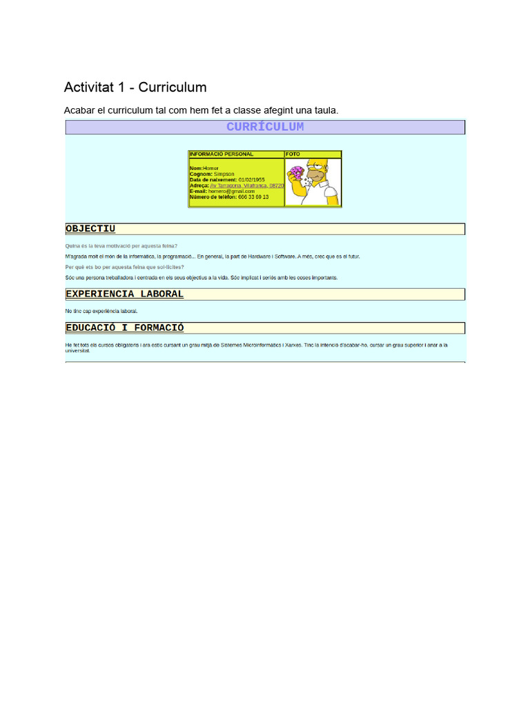 Activitats HTML CSS | PDF