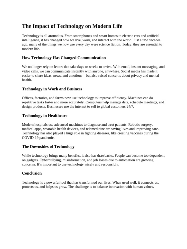 The Impact of Technology On Modern Life | PDF