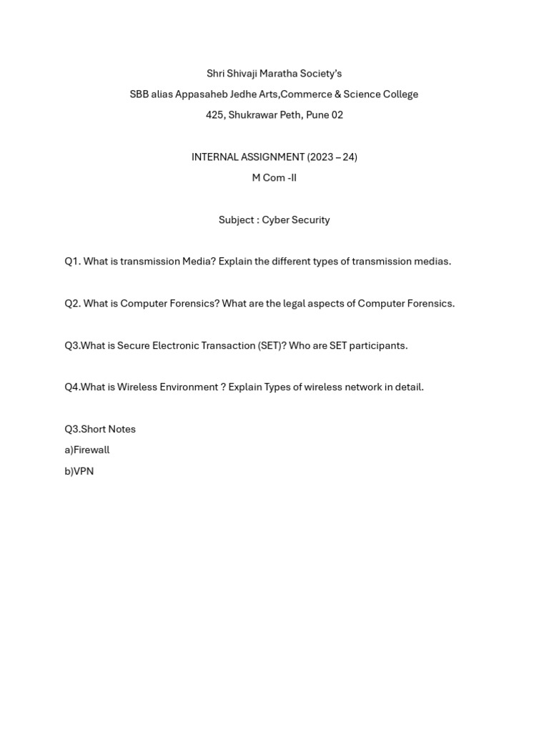 Cyber Security Assignment | PDF