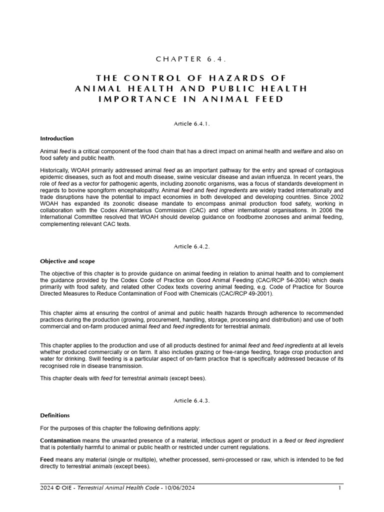 Animal Feed Safety and Health Guidelines | PDF | Food Safety | Hazards