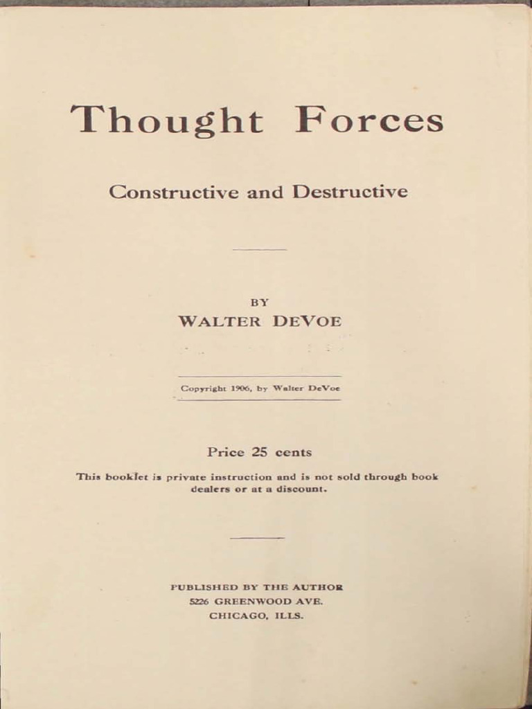 1910 Devoe Thought Forces Constructive and Destructive | PDF | Mind | Thought