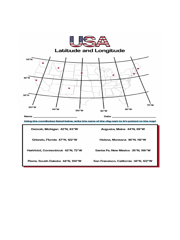 Latitude and Longitude Worksheet | PDF