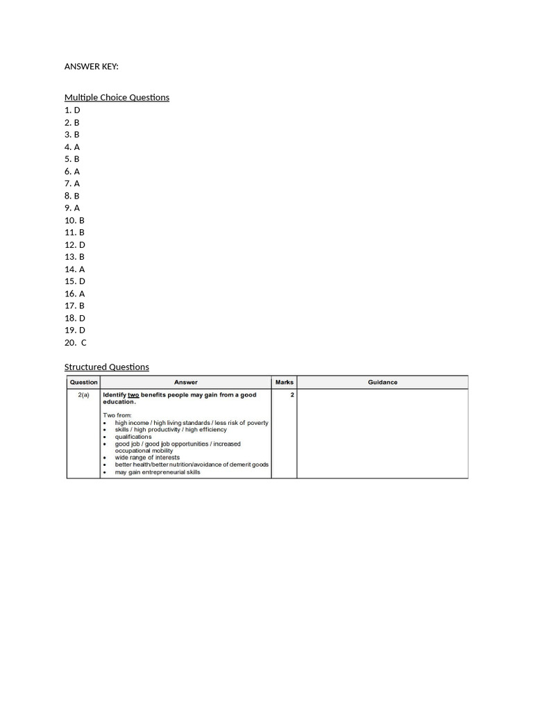 Unit Test Answer Key | PDF