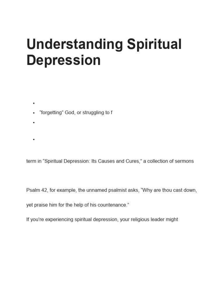 Spiritual Depression Signs, Causes, Coping, and Treatment | PDF | Major ...