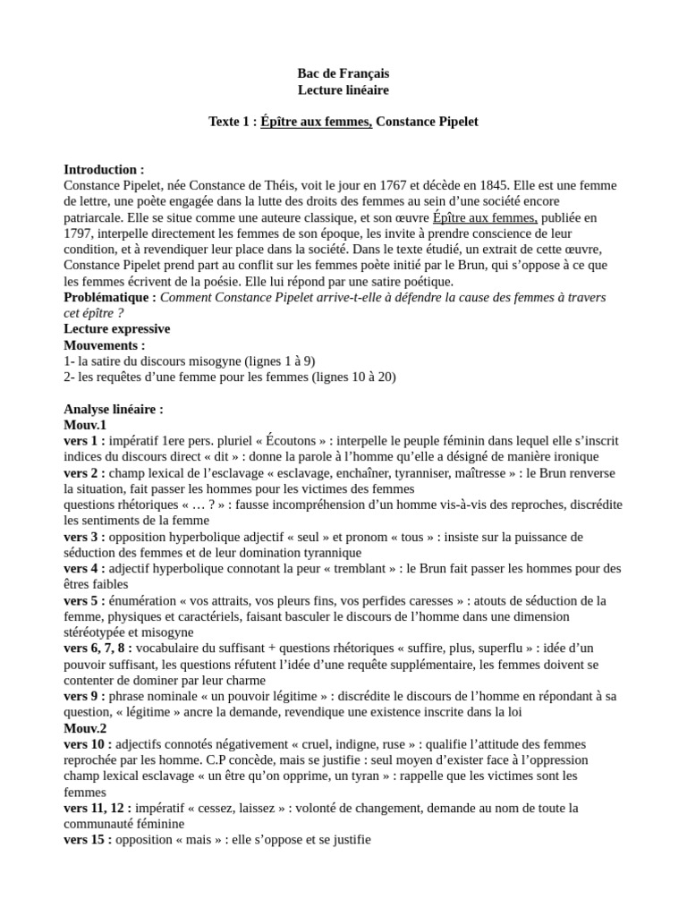 Épître aux femmes : Constance Pipelet | PDF