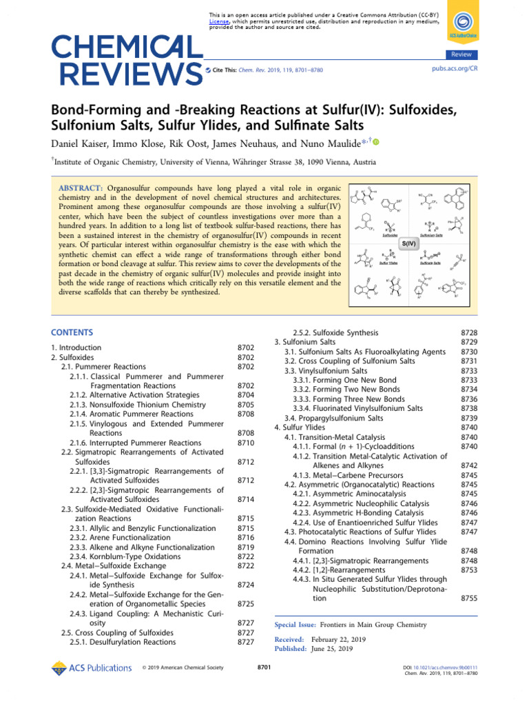 Bond-Forming and -Breaking Reactions at Sulfur(IV): Sulfoxides | PDF ...