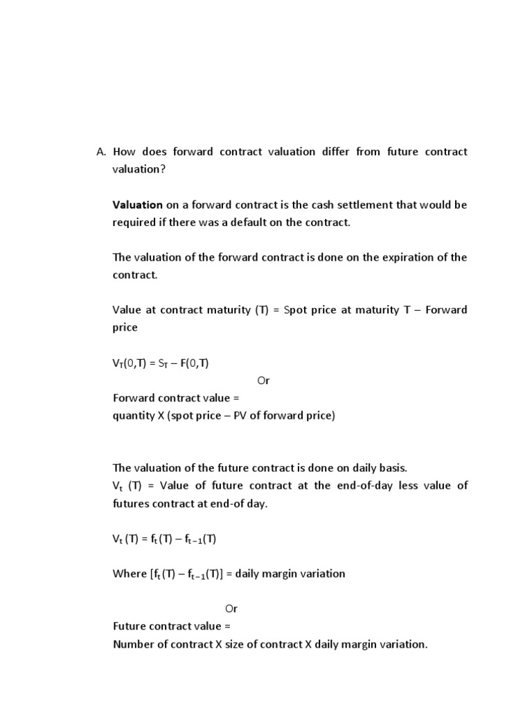 Valuation On A Forward Contract Is The Cash Settlement That Would Be ...