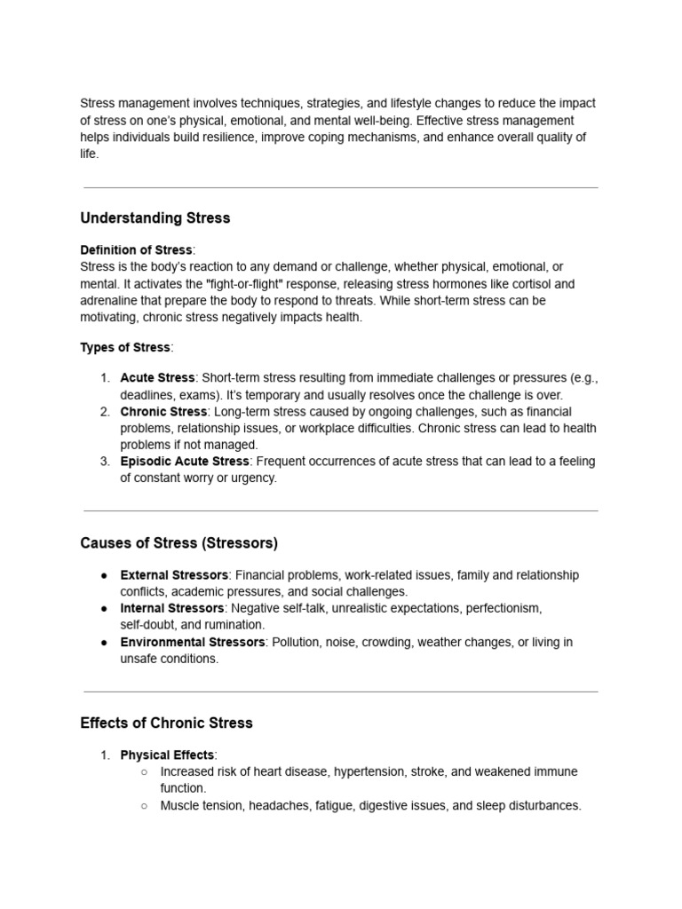 Stress Management Study Notes NG | PDF | Stress (Biology) | Stress ...