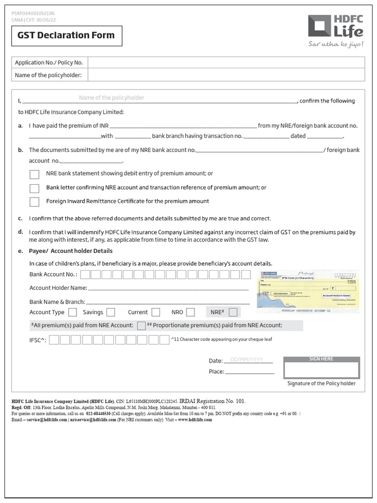GST Declaration Form - V1.ai | PDF | Insurance | Service Industries