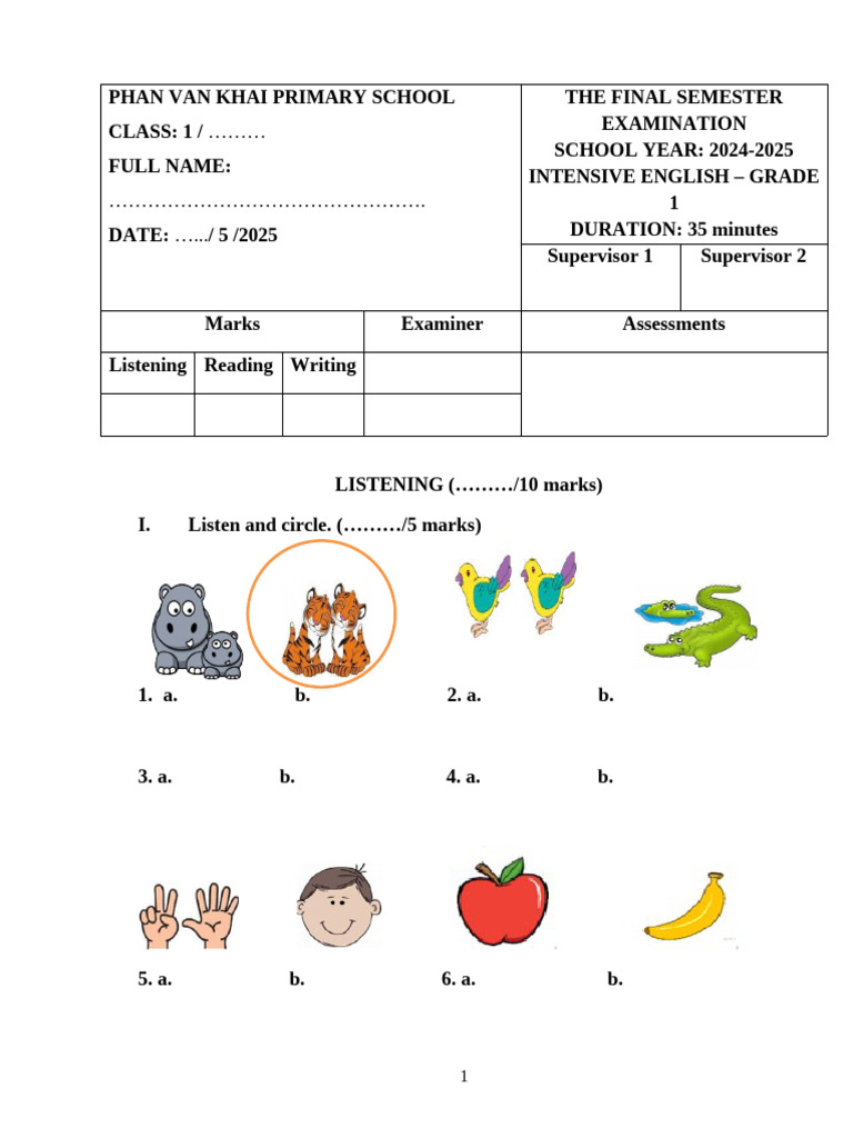 DE THI LOP 1 HKII (2024-2025) | PDF